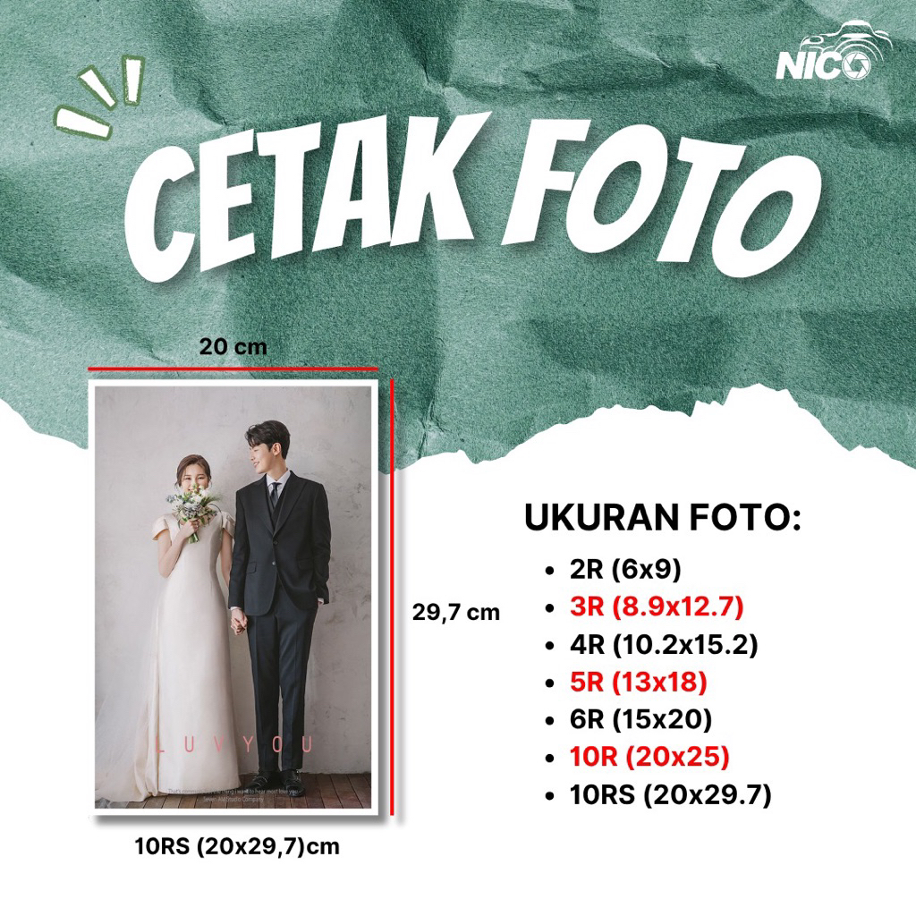 Jual CETAK FOTO UKURAN 2R 3R 4R 5R 6R 10R 10RS KERTAS DOFF | Shopee ...