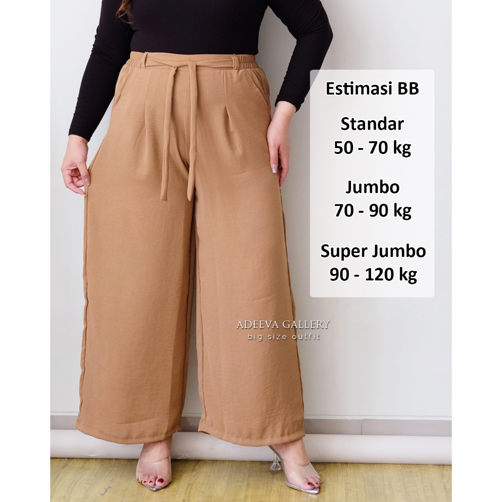 Jual ADEEVA Kulot Crinkle Highwaist Celana Wanita Jumbo | Shopee Indonesia