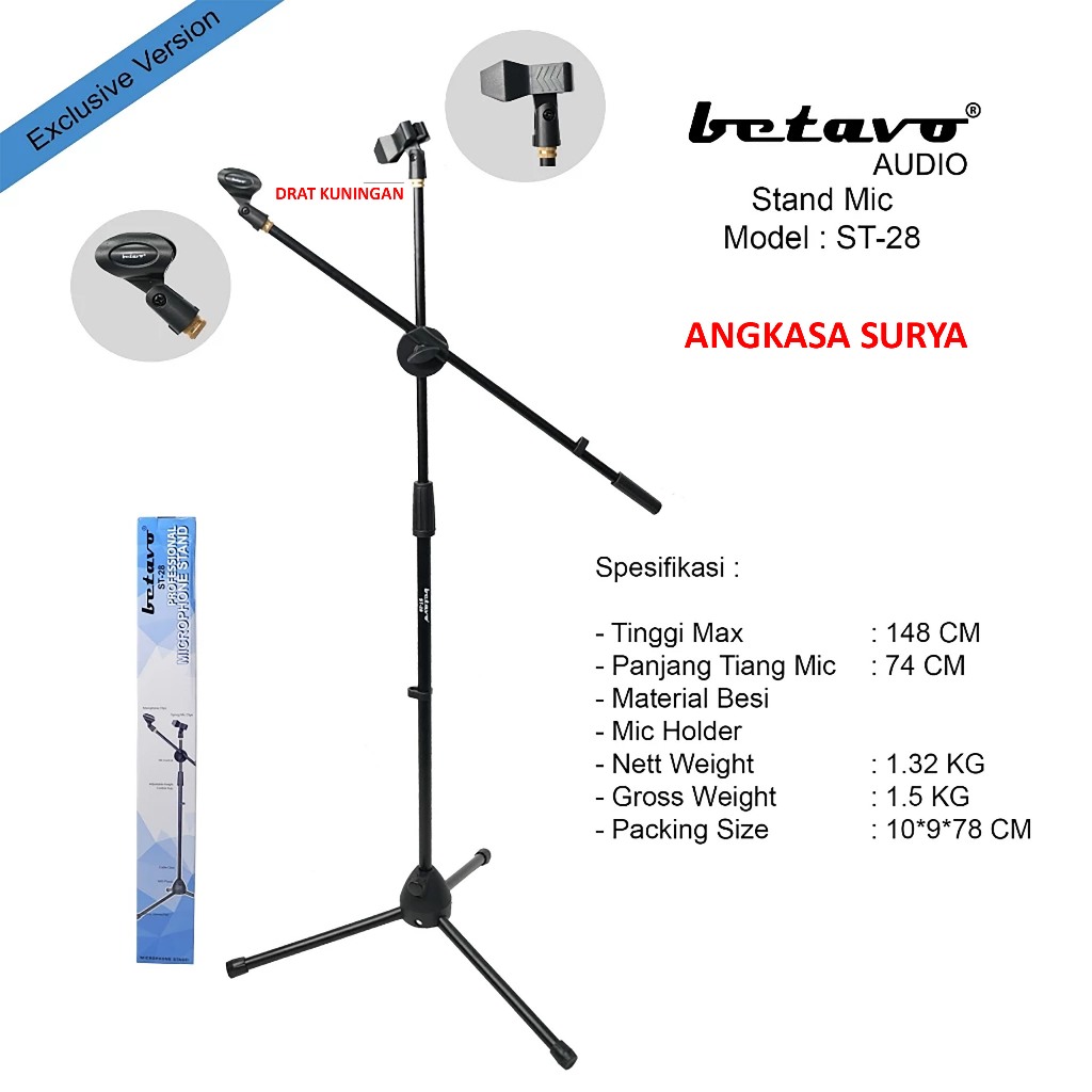 Jual Stand Mic BETAVO ST 28 Original / Tiang Mic Lantai Betavo ST28 ...