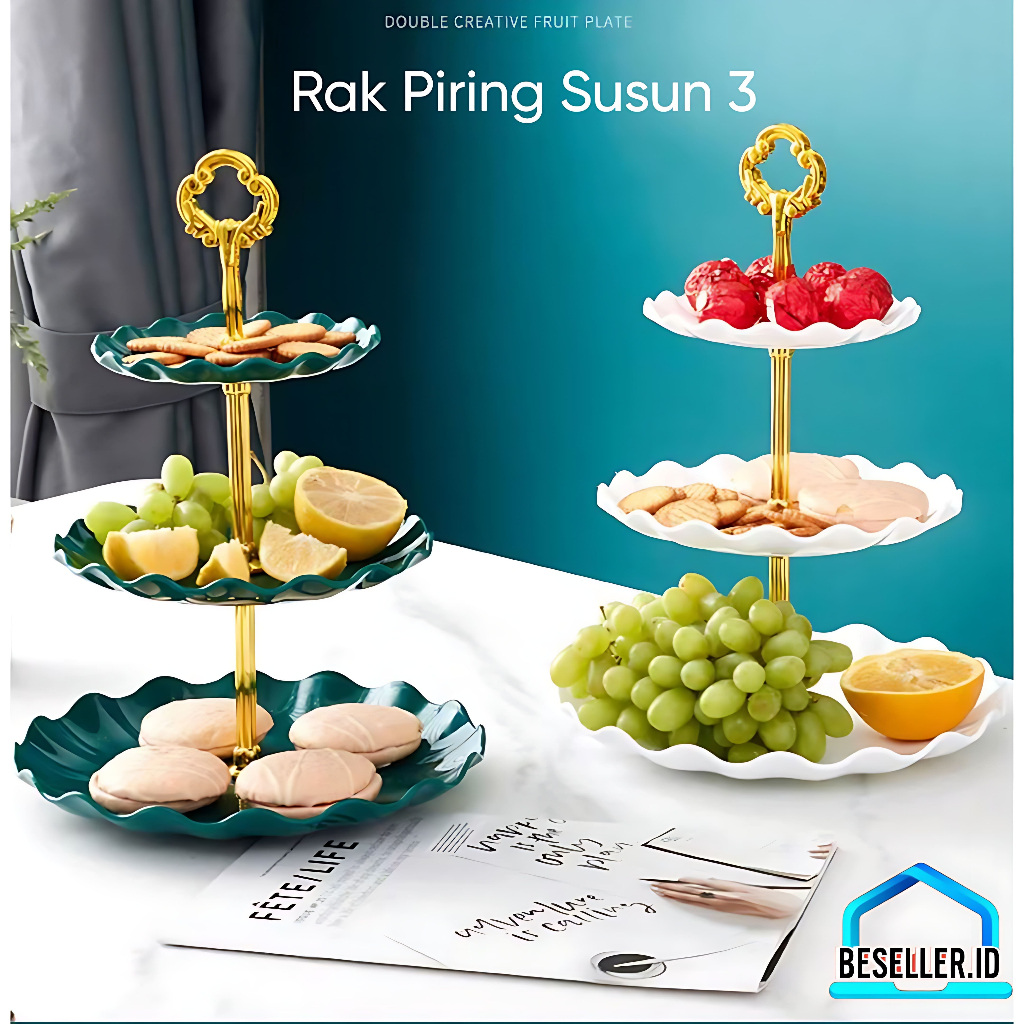 Jual BSid Rak Kue Susun 3 Tingkat Dessert Cake Rack Table Layer Round ...