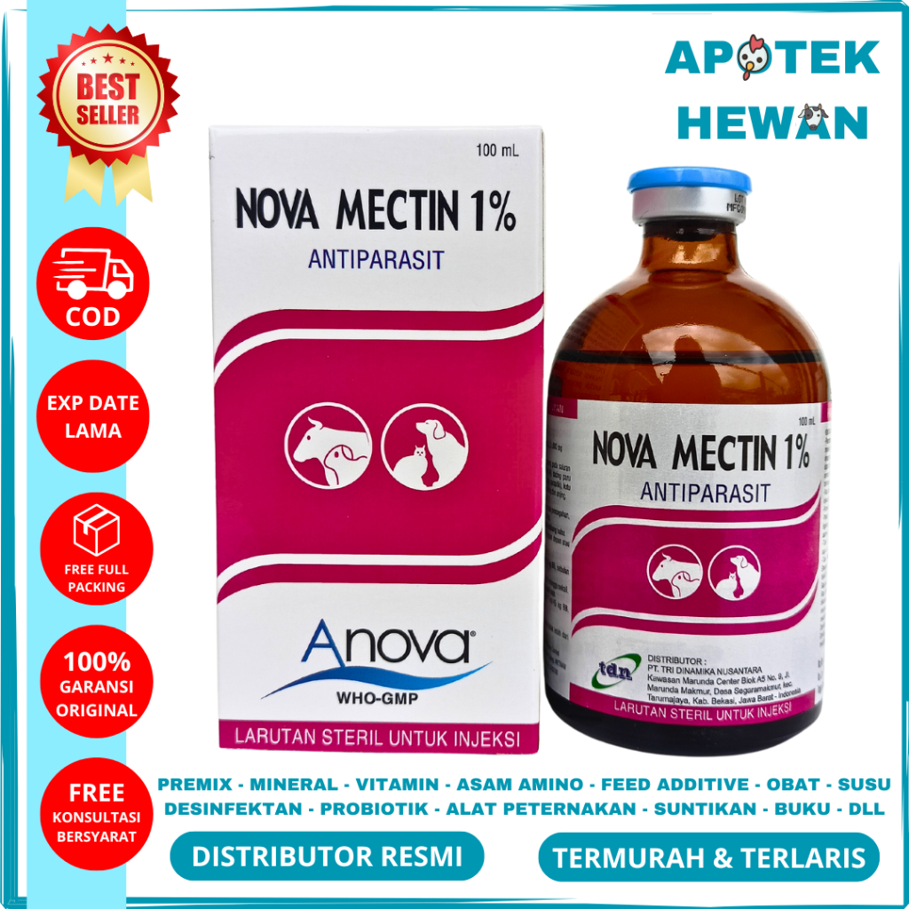 Jual NOVA MECTIN 100ML - Obat Anti Parasit Hewan Gatal Scabies Gudig ...