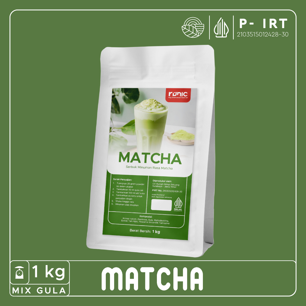 Jual RUNIC Bubuk Minuman Rasa MATCHA 1kg - Regular | Bubble Powder ...