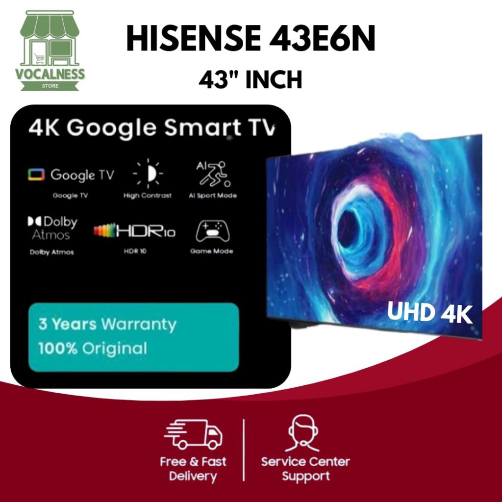 Jual HISENSE E6N - SMART GOOGLE TV LED 4K HDR10 DOLBY VISION 43 - 55 ...