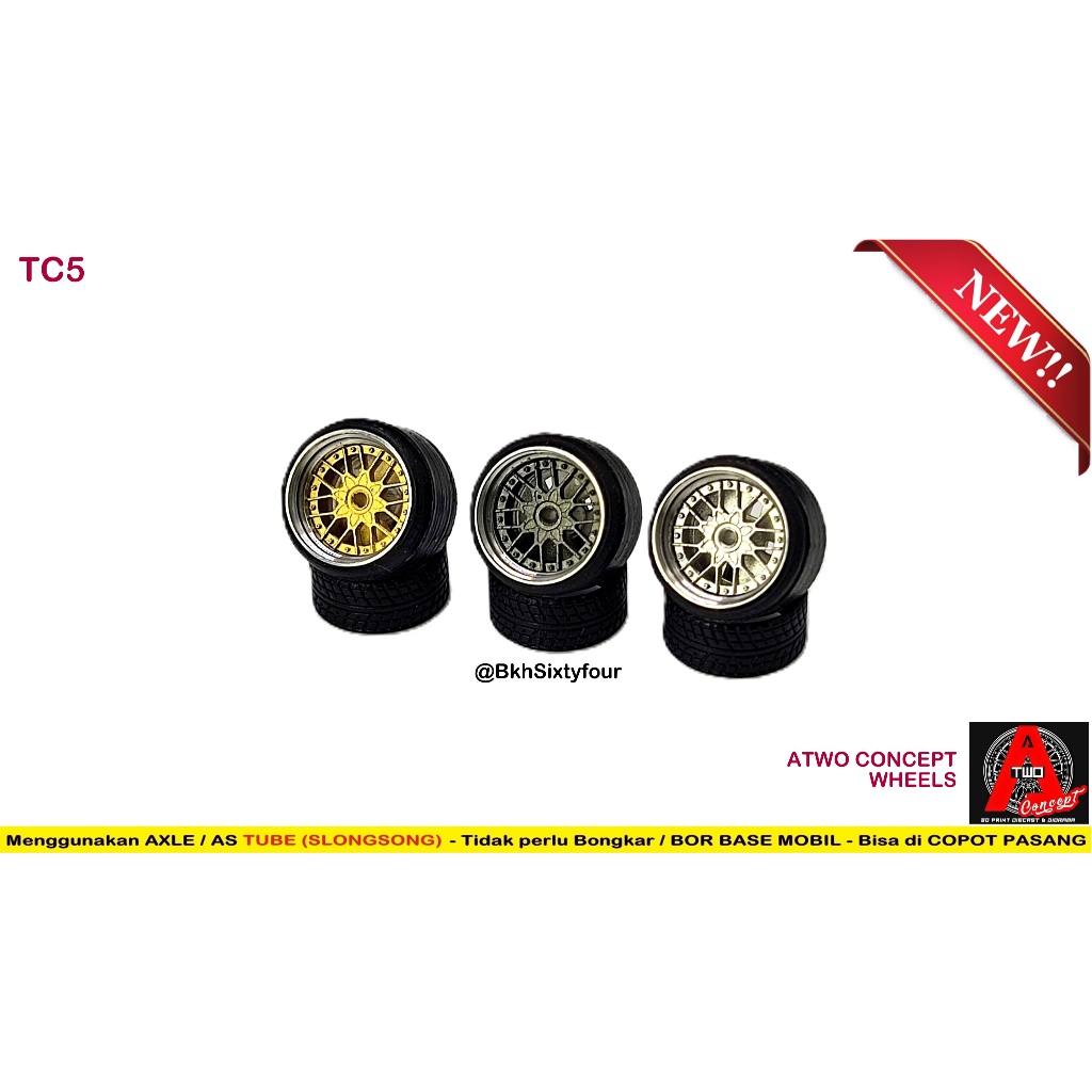 Jual Ban Karet Atwoo Concept TC5 PREMIUM ALLOY BBS RS2 10mm AXLE ...