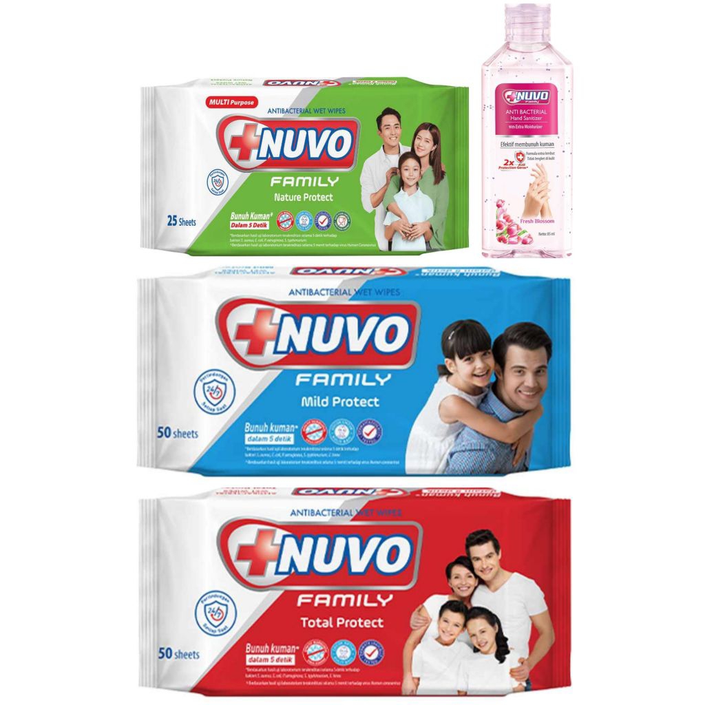 Jual NUVO Hand Sanitizer Fresh Blossom Cool wipes tissue basah merah ...