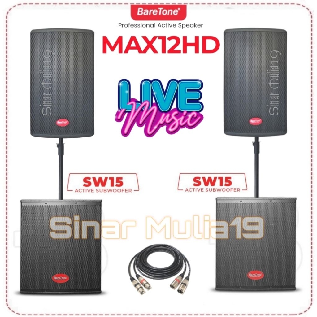 Jual Paket Sound System Speaker Aktif BareTone MAX12HD Subwoofer Aktif ...