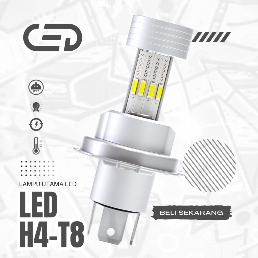 Jual CED Lampu LED H4-T8 6000LM SUPER TERANG - High/Low Beam 30W/20W ...