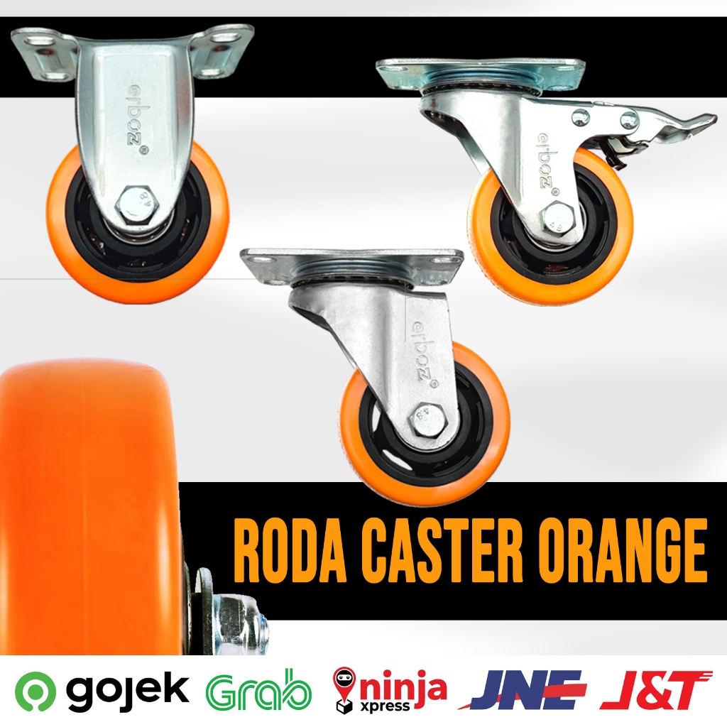 Jual Roda Caster Etalase Troli Orange / Roda Caster / Roda Caster ...