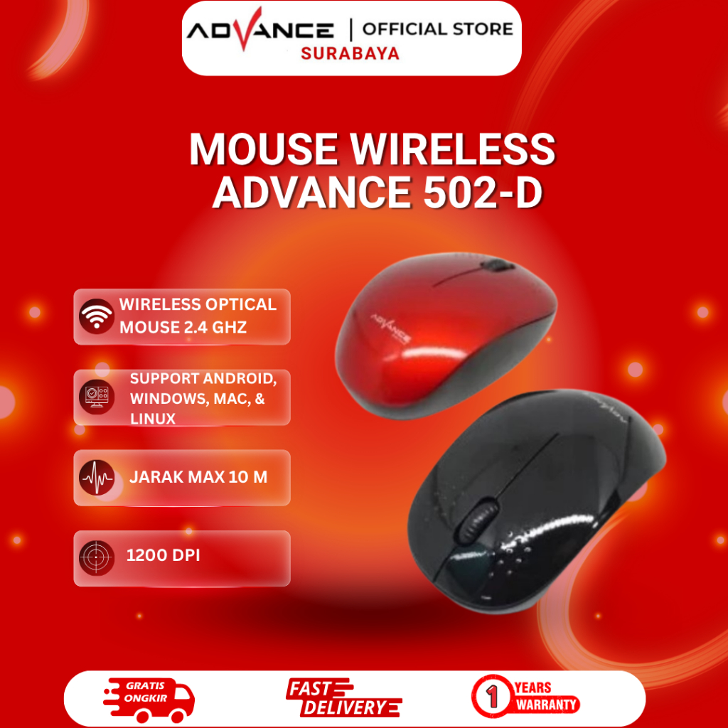 Jual Mouse Wireless Advance 502D/Mouse Advance Wireless Untuk PC Laptop ...