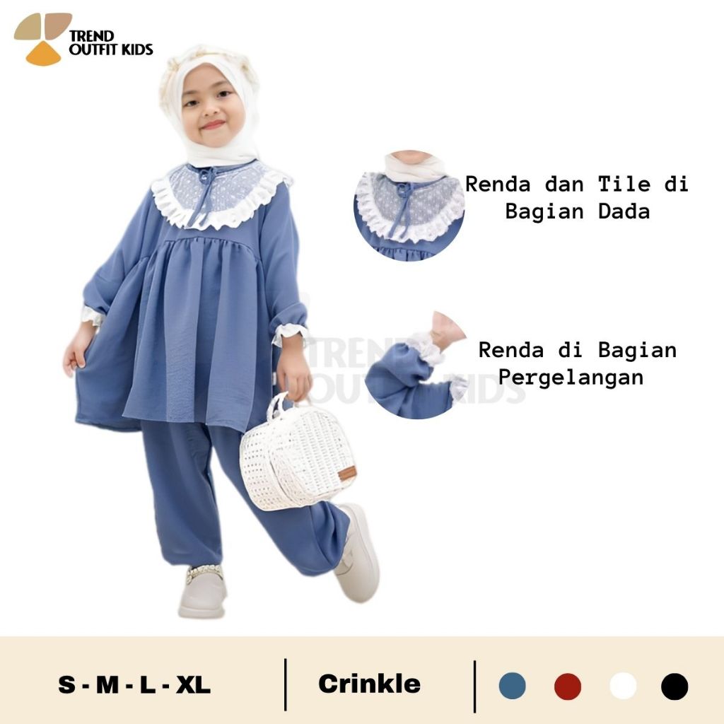 Jual Setelan Nayla Crinkle mix Tile Setcel Anak Crinkle Stelan Anak ...