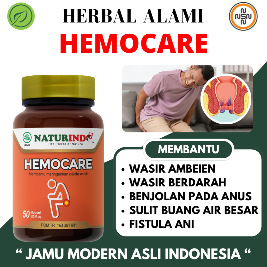 Jual HEMOCARE Obat Herbal Wasir Ambeyen Nyeri BAB Berdarah Benjolan ...