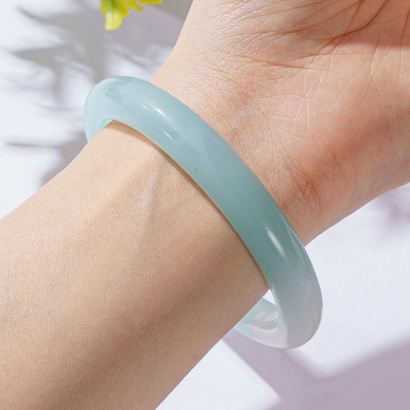 Jual True Jade Bracelet Pure Natural Blue Agate Bracelet Women's Ice ...
