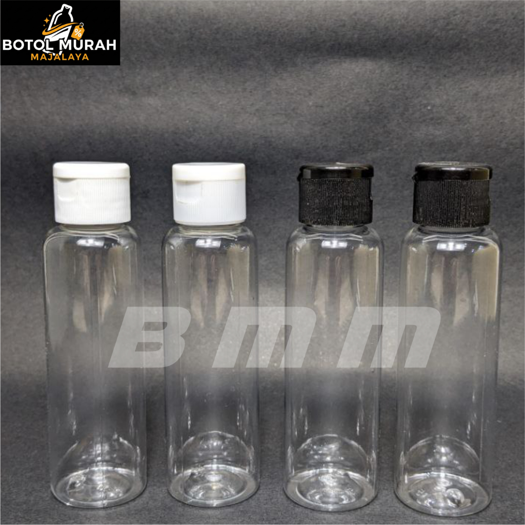 Jual Botol BR 100 ml Clear Fliptop Hitam, Putih LINE/GARIS Neck 24 ...
