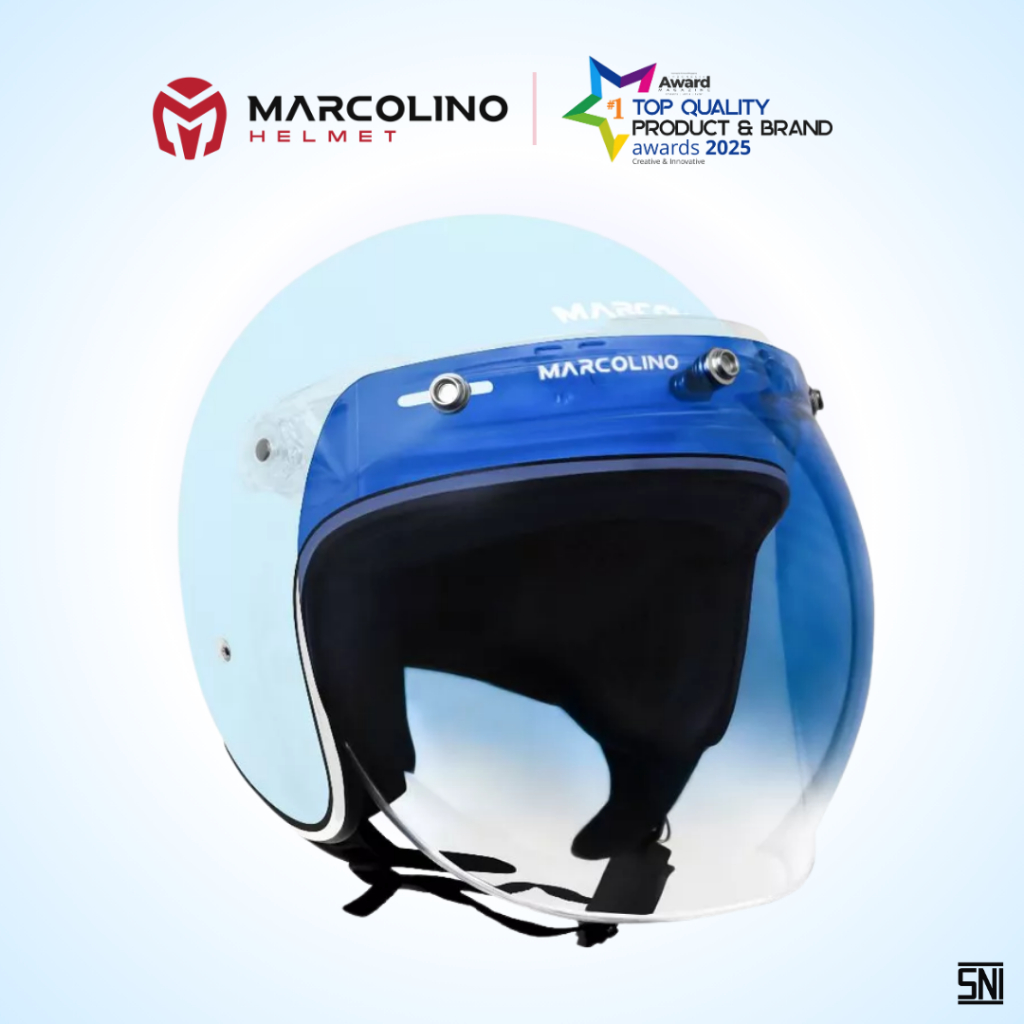 Jual [ Blue Classic Edition With Visor ] Marcolino Helmet Classic ...