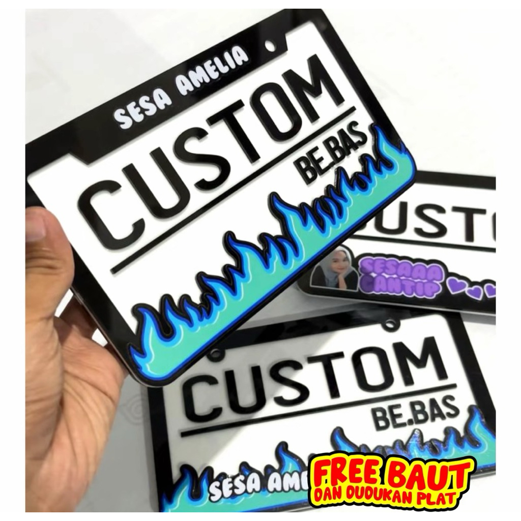 Jual Plat Nomor Motor Frame PolisiDesain Desgn Custom Riquest Nama ...