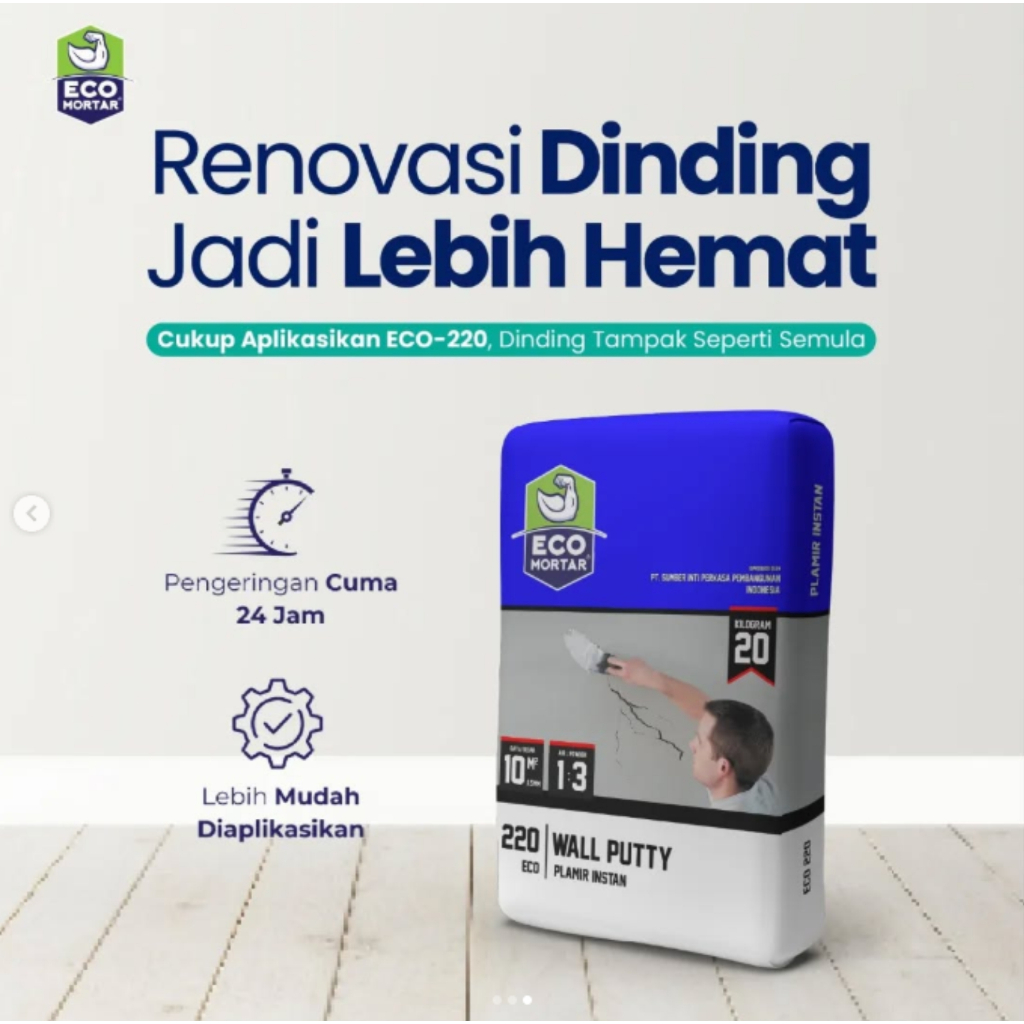 Jual Plamir Eco Mortar 220 Wall Putty Plamur ECO-220 20kg Dempul ...