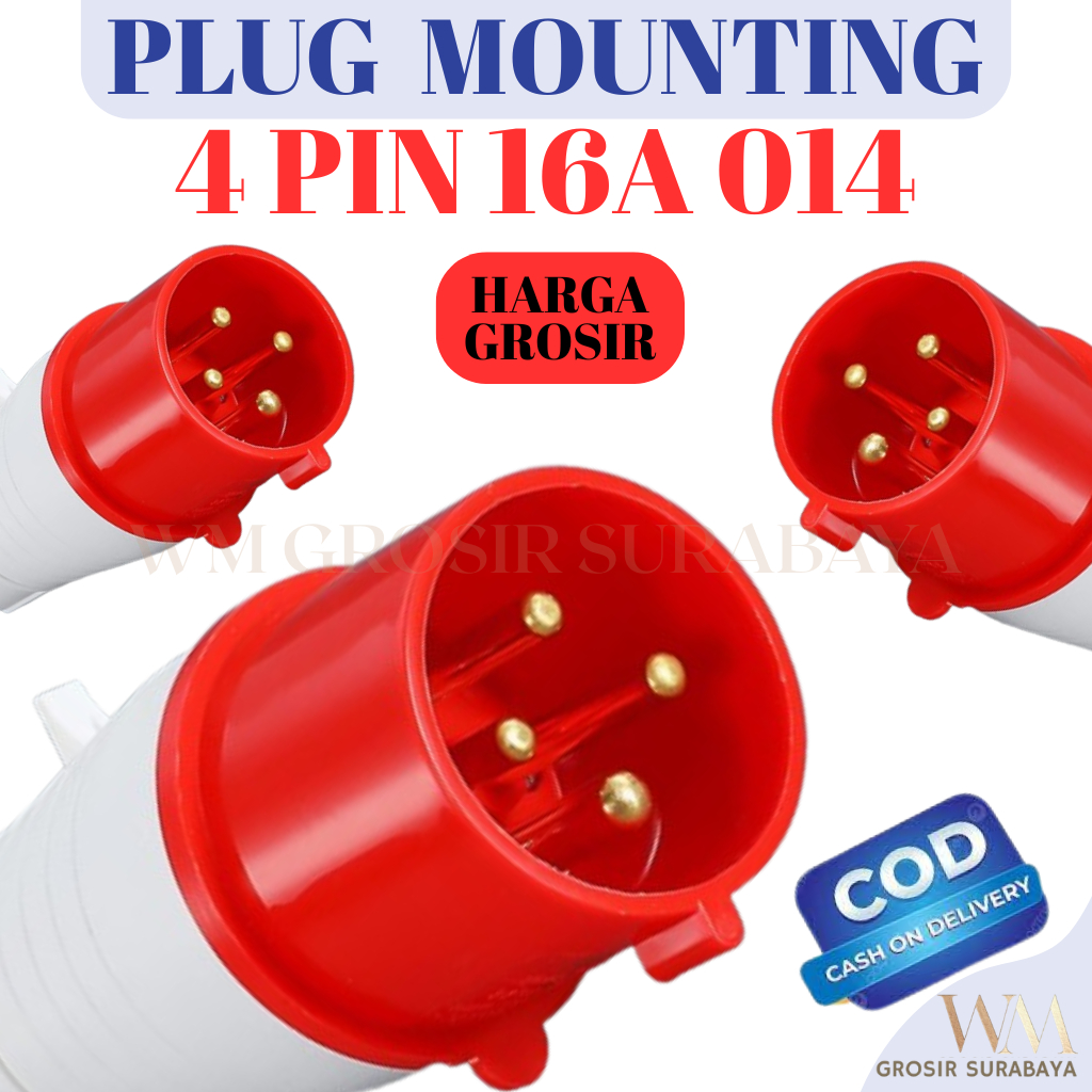 Jual Industrial Plug mounting 4Pin 16A 014 Soket Male Colokan Genset ...