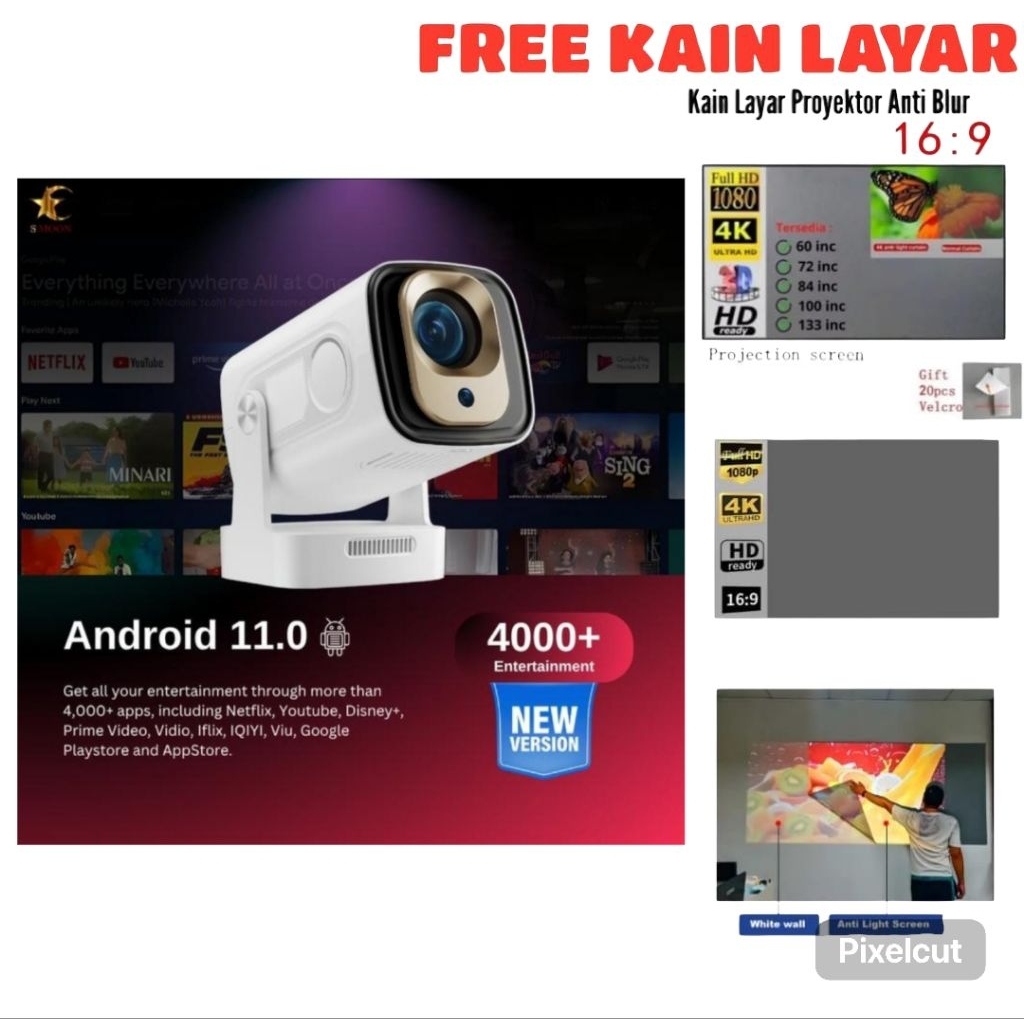 Jual Proyektor Smoon 360 - Smart Proyektor 4K | Shopee Indonesia