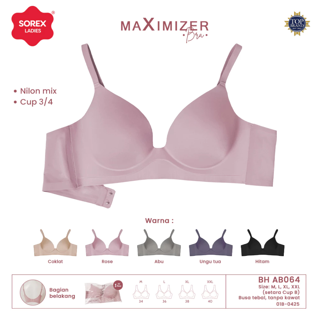 Jual Sorex Maximizer Bra Tanpa Kawat Busa Tebal Push Up Kait 2 Cup B ...