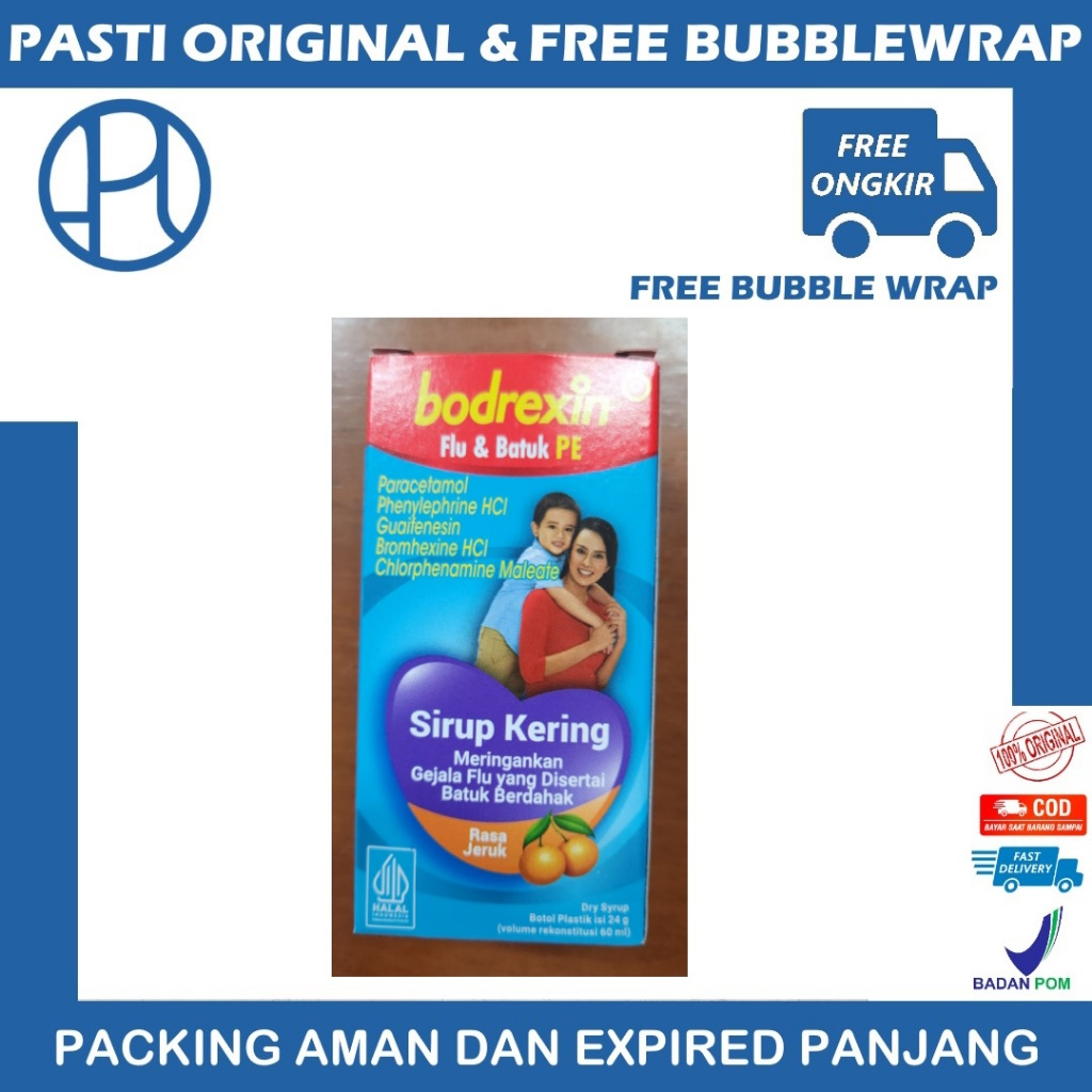 Jual BODREXIN SIRUP KERING FLU & BATUK PE SIRUP KERING RASA JERUK DRY ...