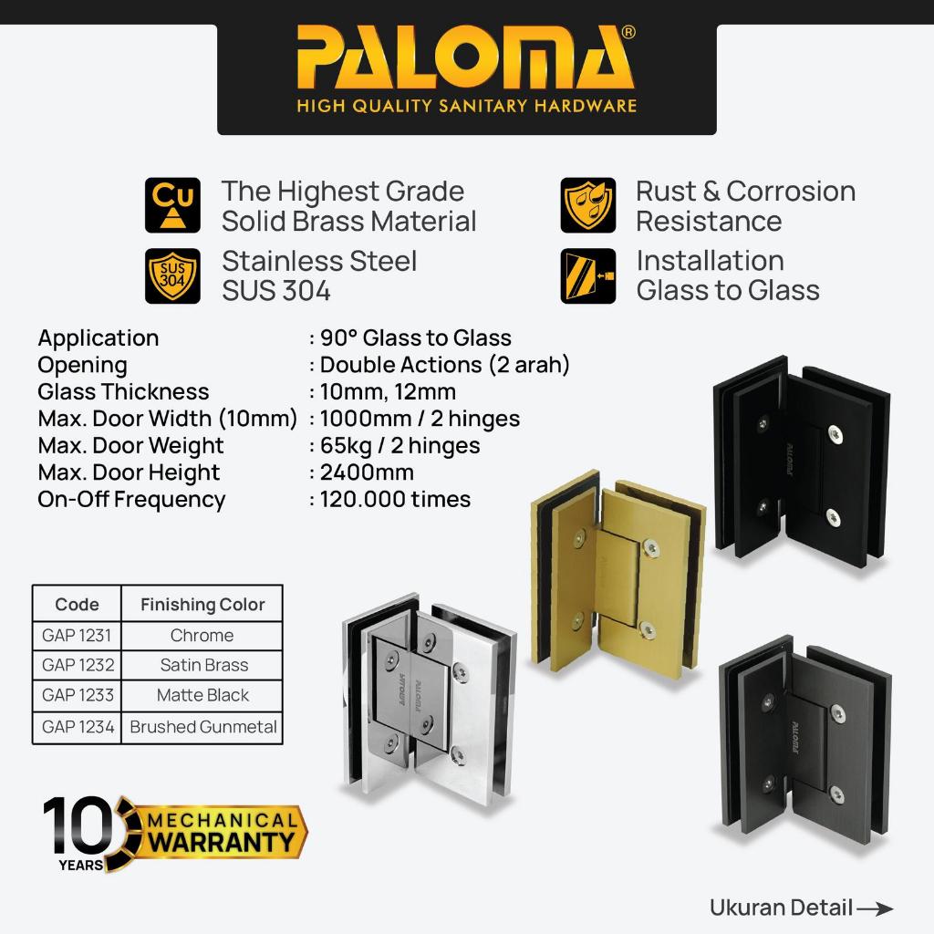 Jual PALOMA GAP 1231 1232 1233 1234 Engsel Shower Hinge Pintu Kaca ...
