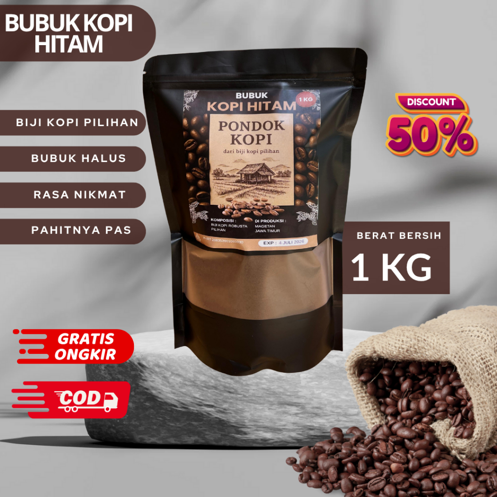 Jual Kopi Hitam Bubuk Robusta Original Berat 1 Kg - Coffee Kualitas ...