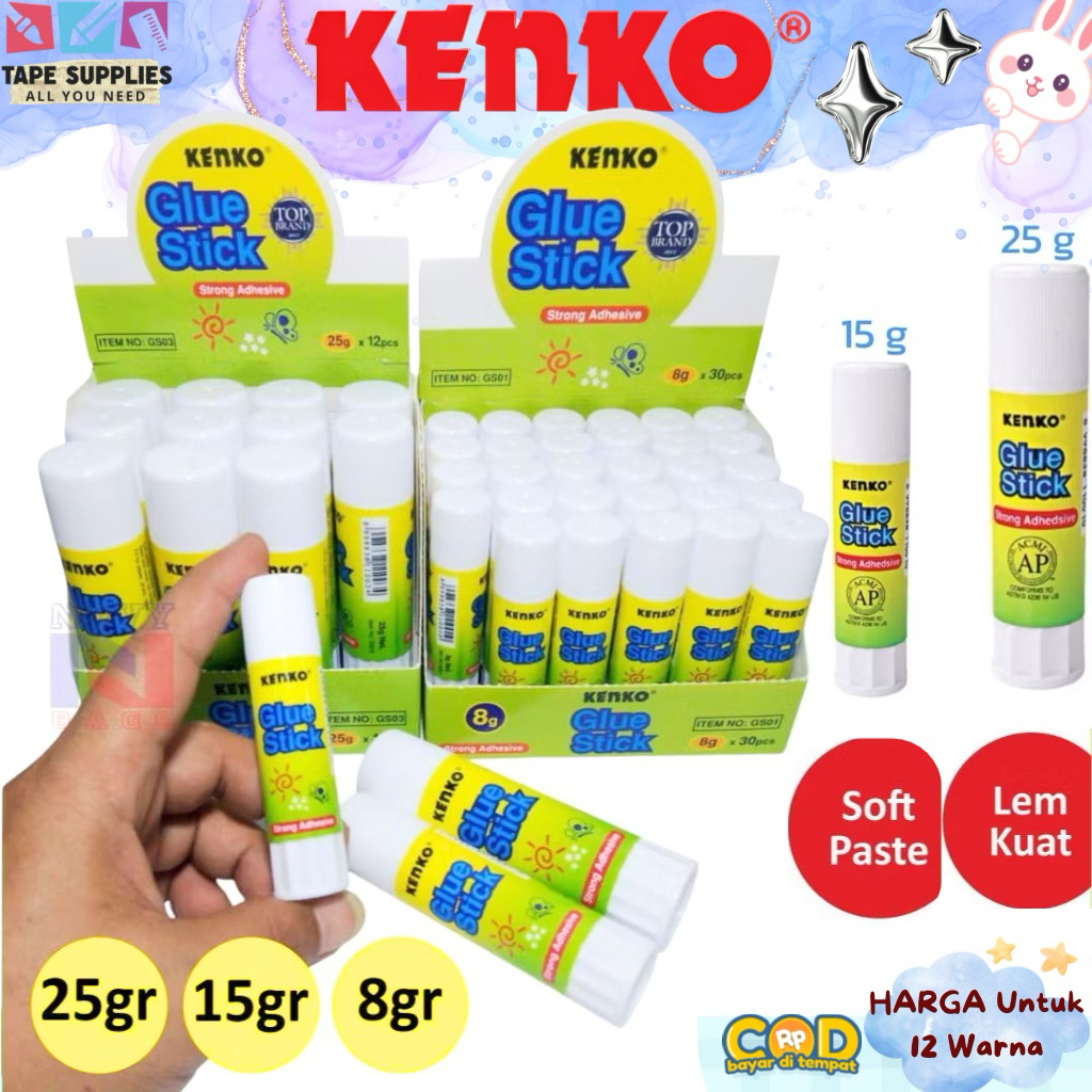 Jual (1 BOX) Lem Stik Kenko Glue Stick 8g 15g 25g – Lem Kertas Sekolah ...