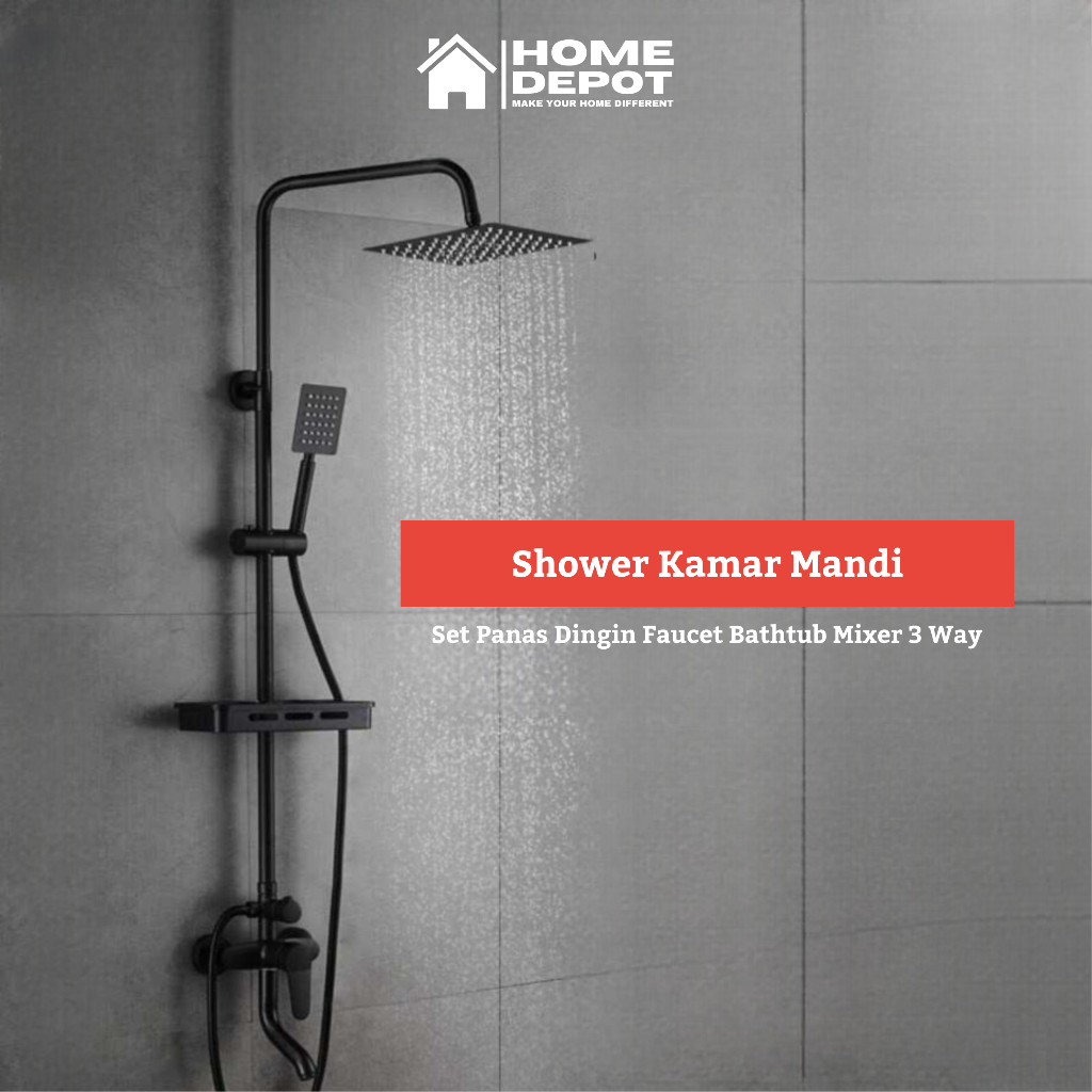 Jual Shower Kamar Mandi Set Panas Dingin Hitam Black Faucet Bathtub ...