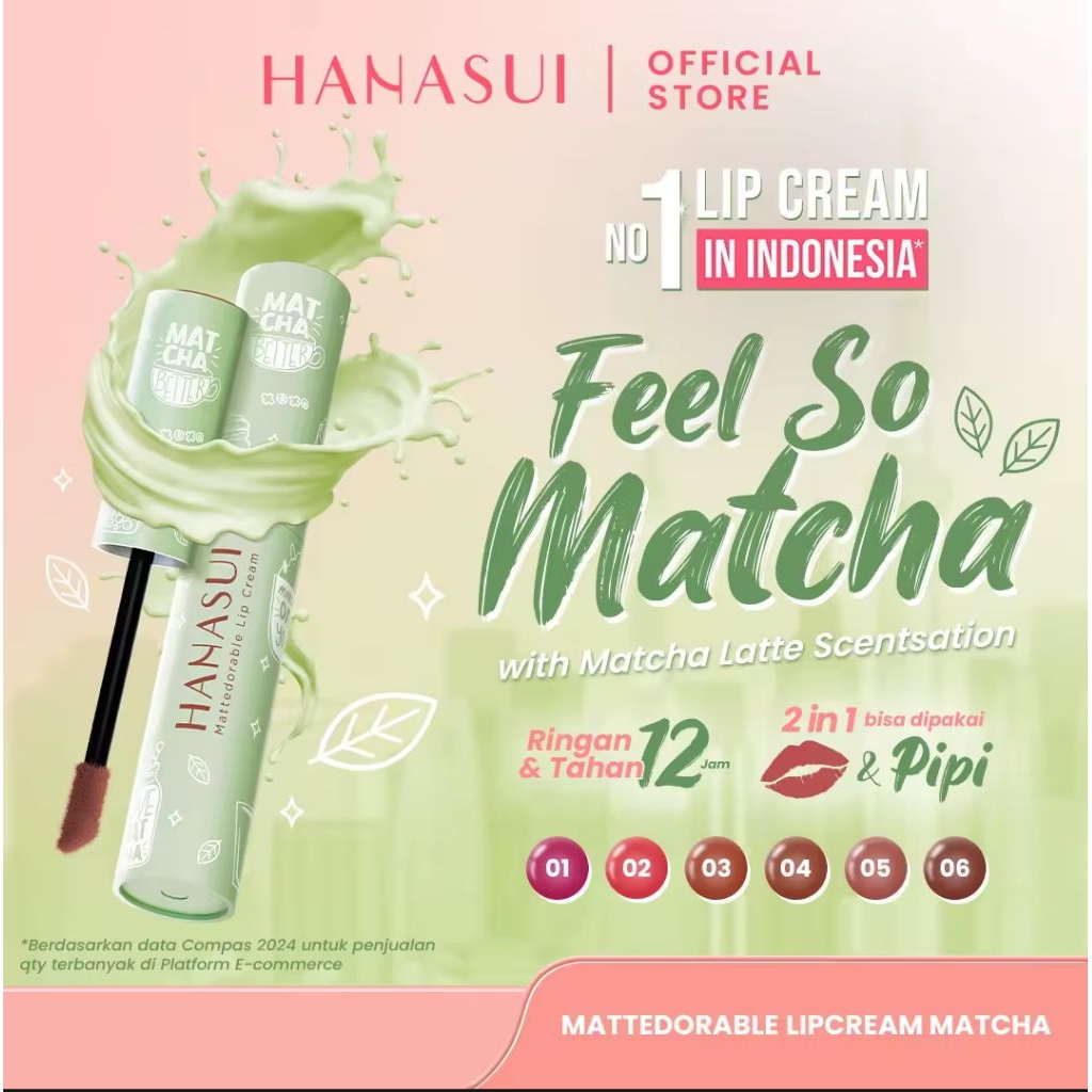 Jual Hanasui Mattedorable Lip Cream Matcha Latte Edition - Lip Cream ...
