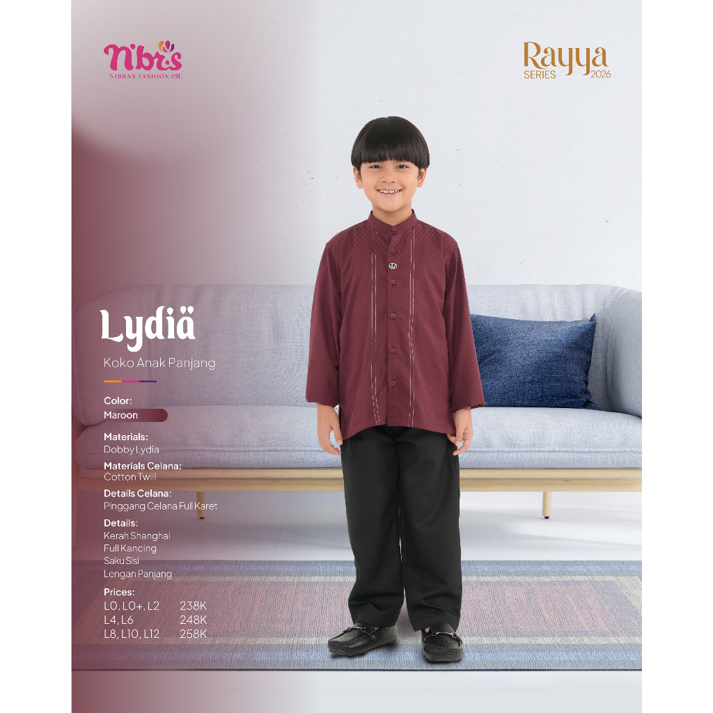 Jual Rayya Series LYDIA Nibras 2026 Familyset MAROON Bahan Mario Silx ...