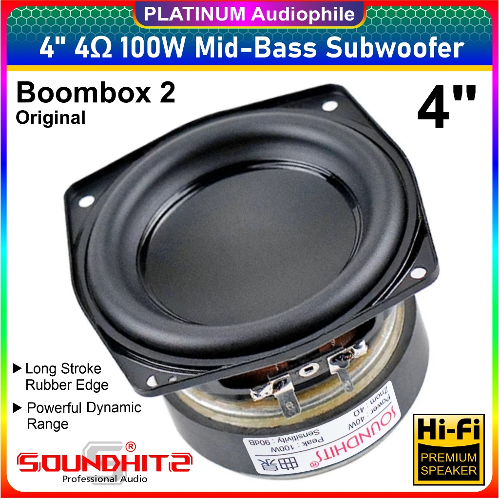 Jual Speaker 4 inch Boombox 2 Mid-Bass 4 ohm 100W Woofer Subwoofer 4 ...