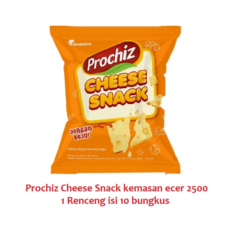 Jual Prochiz Cheese Snack gurih ecer 2500 | renceng isi 10 bks | Shopee ...