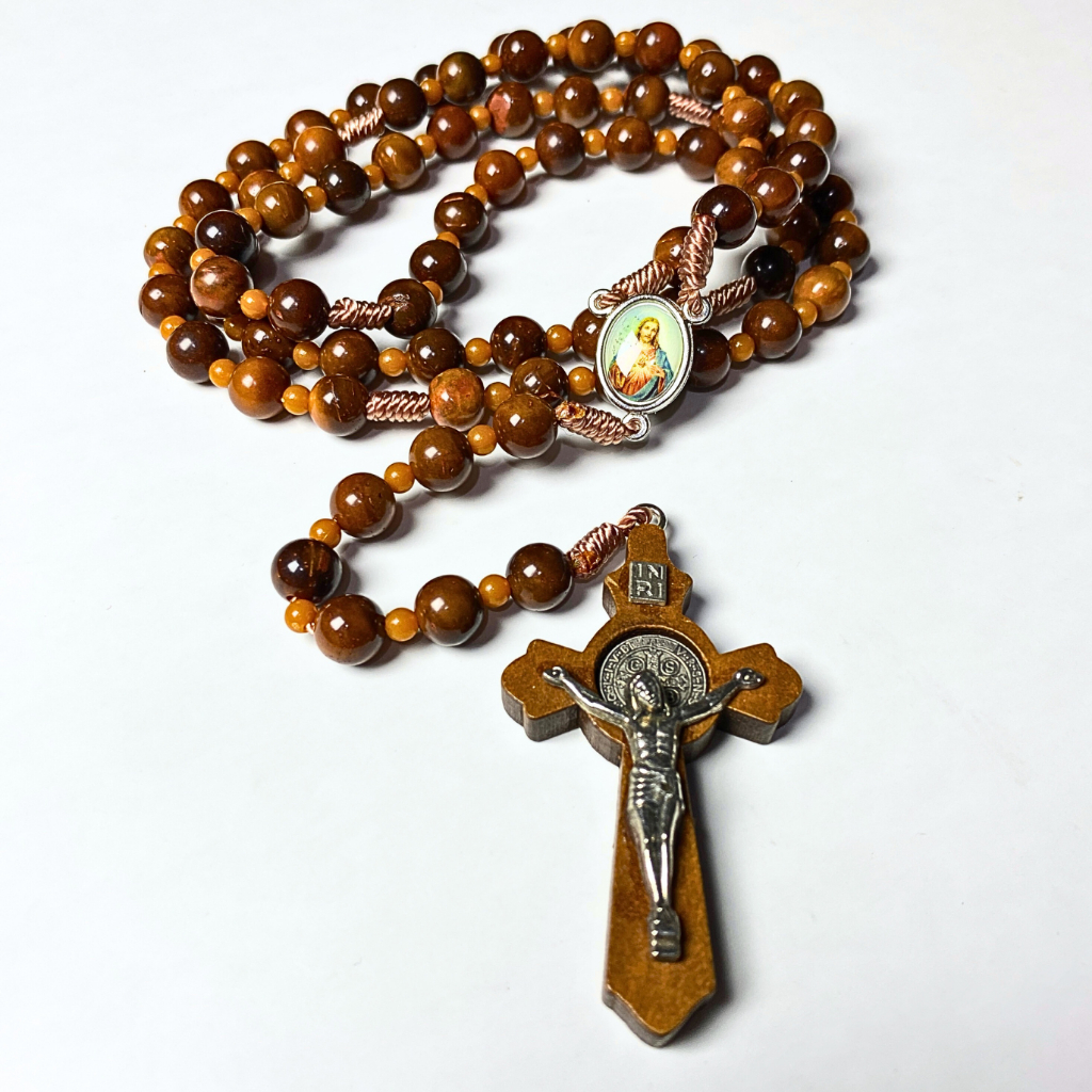 Jual Kalung Rosario Kayu kaokah 77 bapa kami lengkap dengan kotak rosario dan panduan doa 77x ...