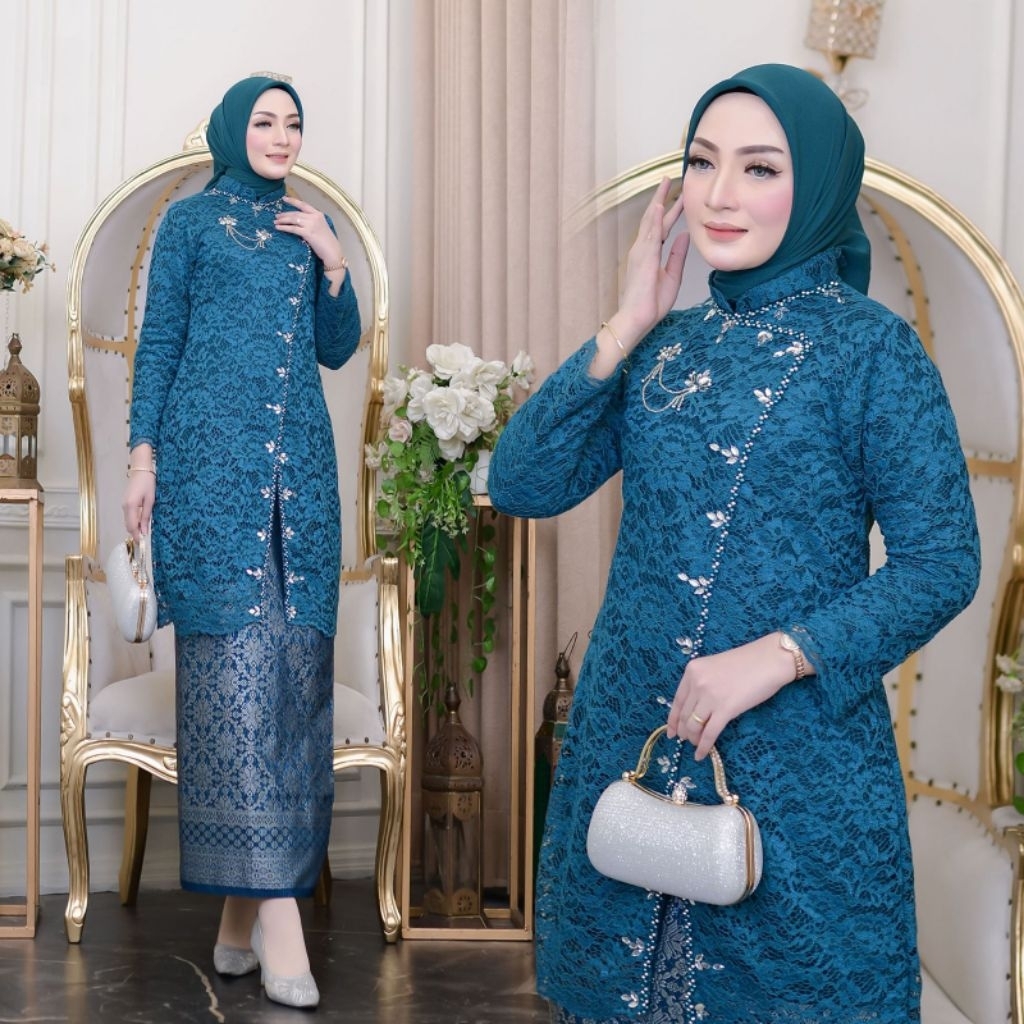 Jual tunik Janggan Matt brokat dengan hiasan Payet, kebaya Janggan ...