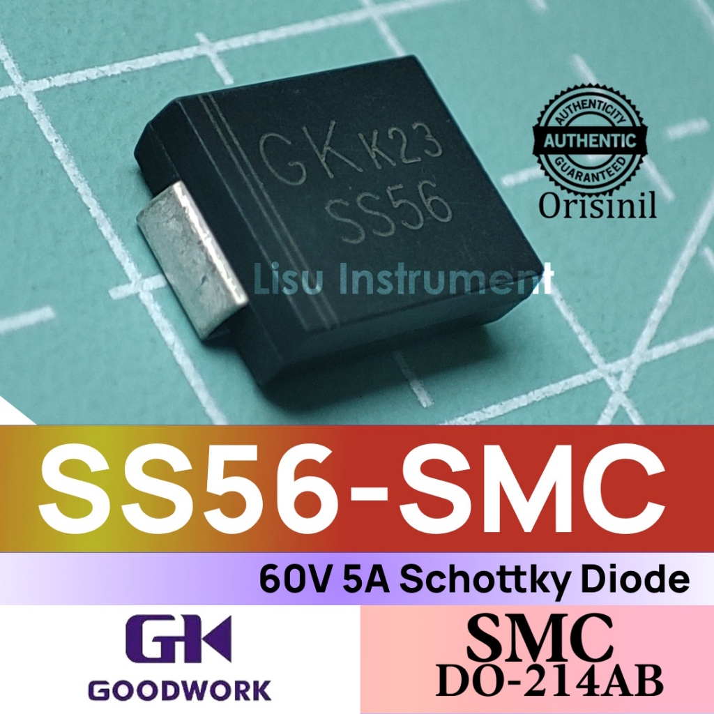 Jual SS56-SMC 60V 5A Schottky Diode SS56C DO-214AB SMC GOODWORK ...