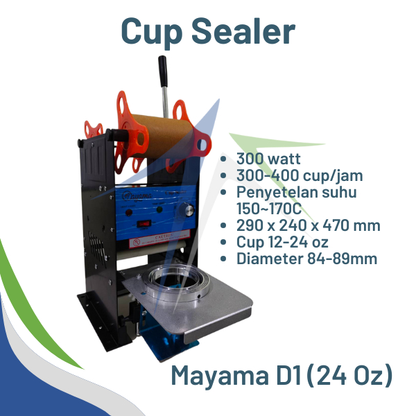Jual Mesin Cup Sealer MAYAMA D1 22 Oz – Cup Sealer 300W, 350–400 Cup ...