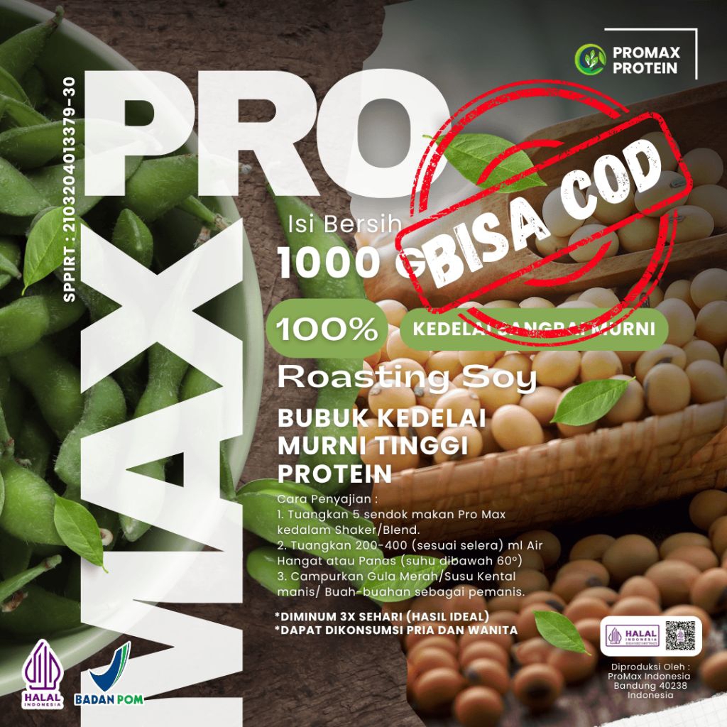 Jual ORIGINAL! Susu Bubuk Protein Kedelai Murni Pro Max Whey Protein ...
