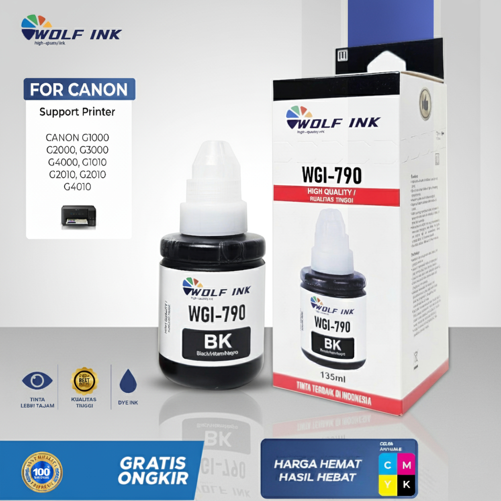 Jual Tinta Printer GI-790 Wolf Ink Hitam Compatible untuk Printer Canon ...