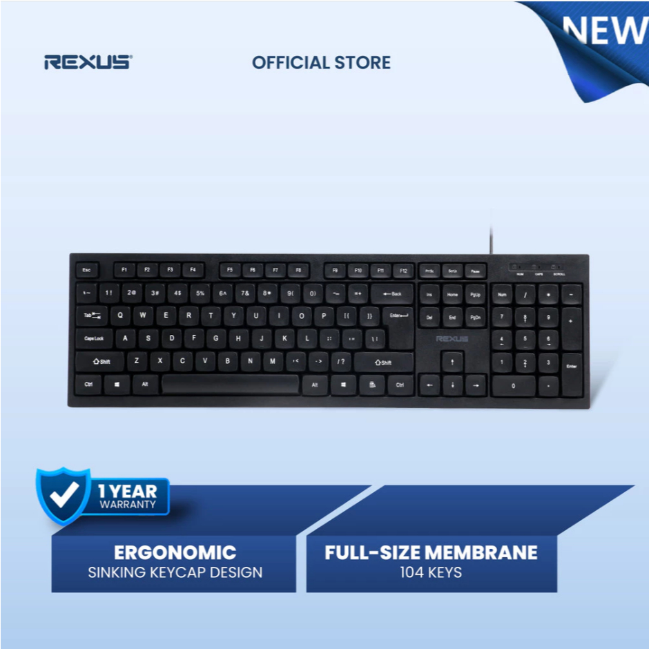 Jual Keyboard Rexus Membran Full Size K293 USB 104 Keys | Shopee Indonesia