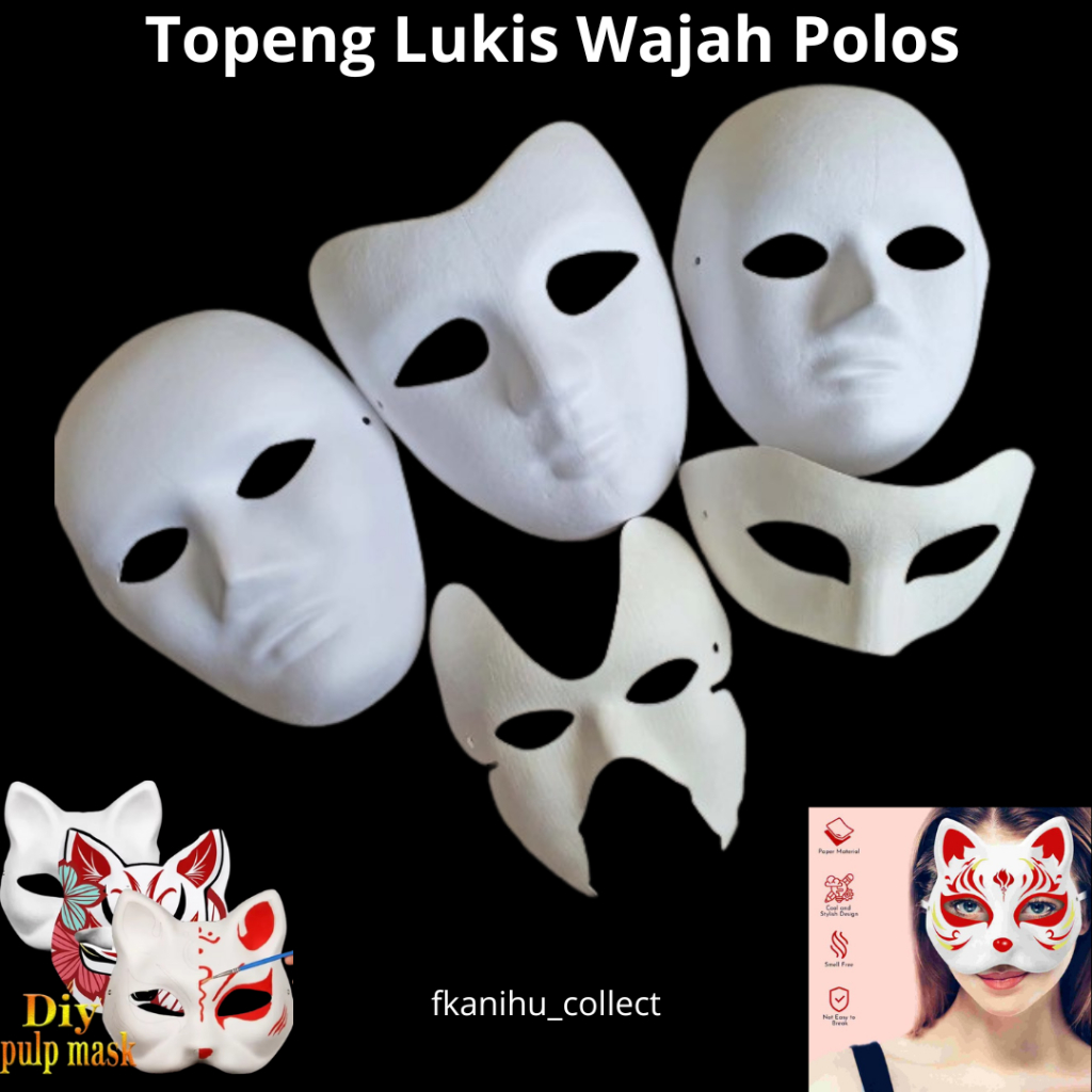Jual [2 PCS ] Topeng Lukis Wajah Polos Putih / Topeng Karakter / Topeng ...