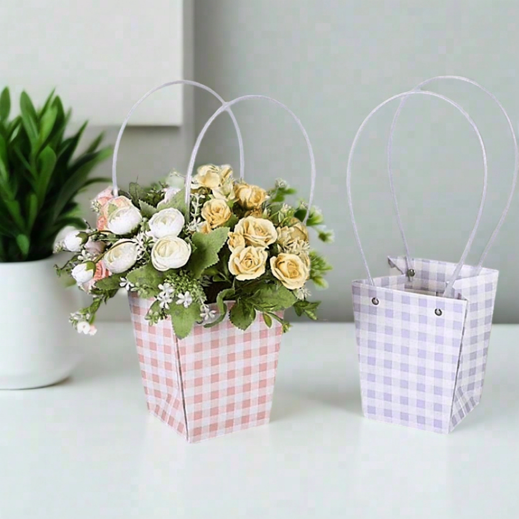 Jual Better Home - Flower Packing Paper Bag Square Pattern Tas Bouquet ...