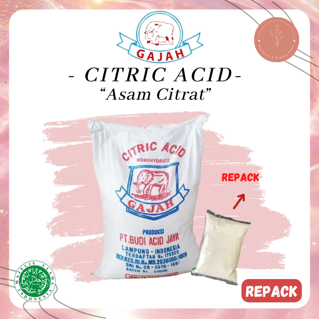 Jual Citrun Citric Acid Cap Gajah [Repack 1 KG, 500g ] - Asam Sitrat ...