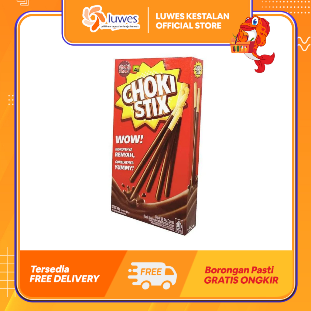 Jual Choki Choki Stix Chocolate Renyah 48gr | Choki Choki Biskuit Stik ...