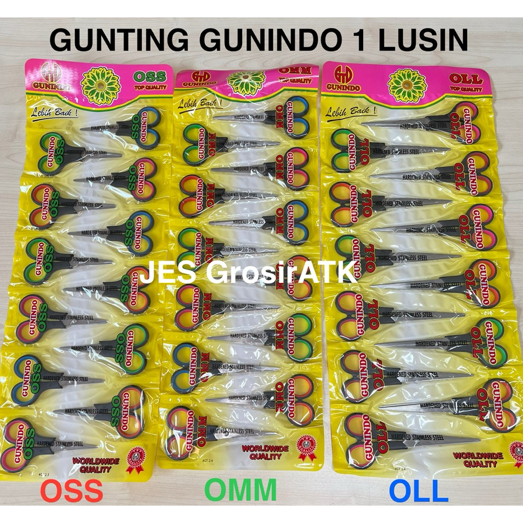 Jual (12 pcs) Gunting Gunindo 1 Lusin harga GROSIR / Gunting OSS OMM ...