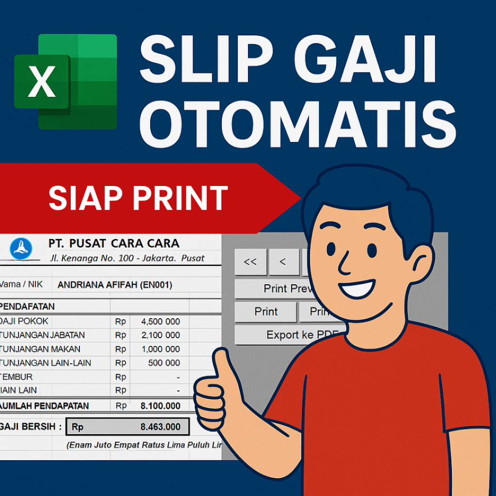Jual (101) Template Slip Gaji Otomatis Excel Siap Print – Aplikasi Gaji ...