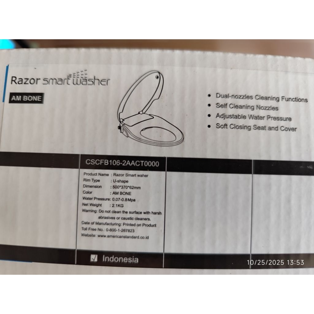 Jual Razor Smart Washer American Standard (Warna Am-Bone) | Shopee ...