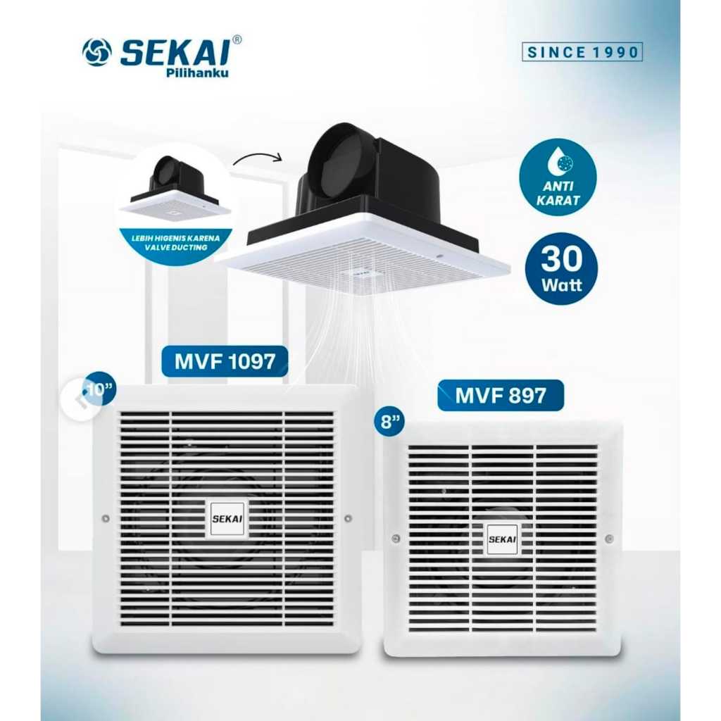 Jual SEKAI Exhaust Fan MVF - 897 / MVF - 1097 Kipas Angin Hexos Plafon ...