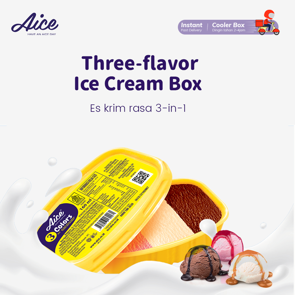 Jual Aice Three-color ice cream cup/Aice Es krim Box 95g 3-in-1 ice ...