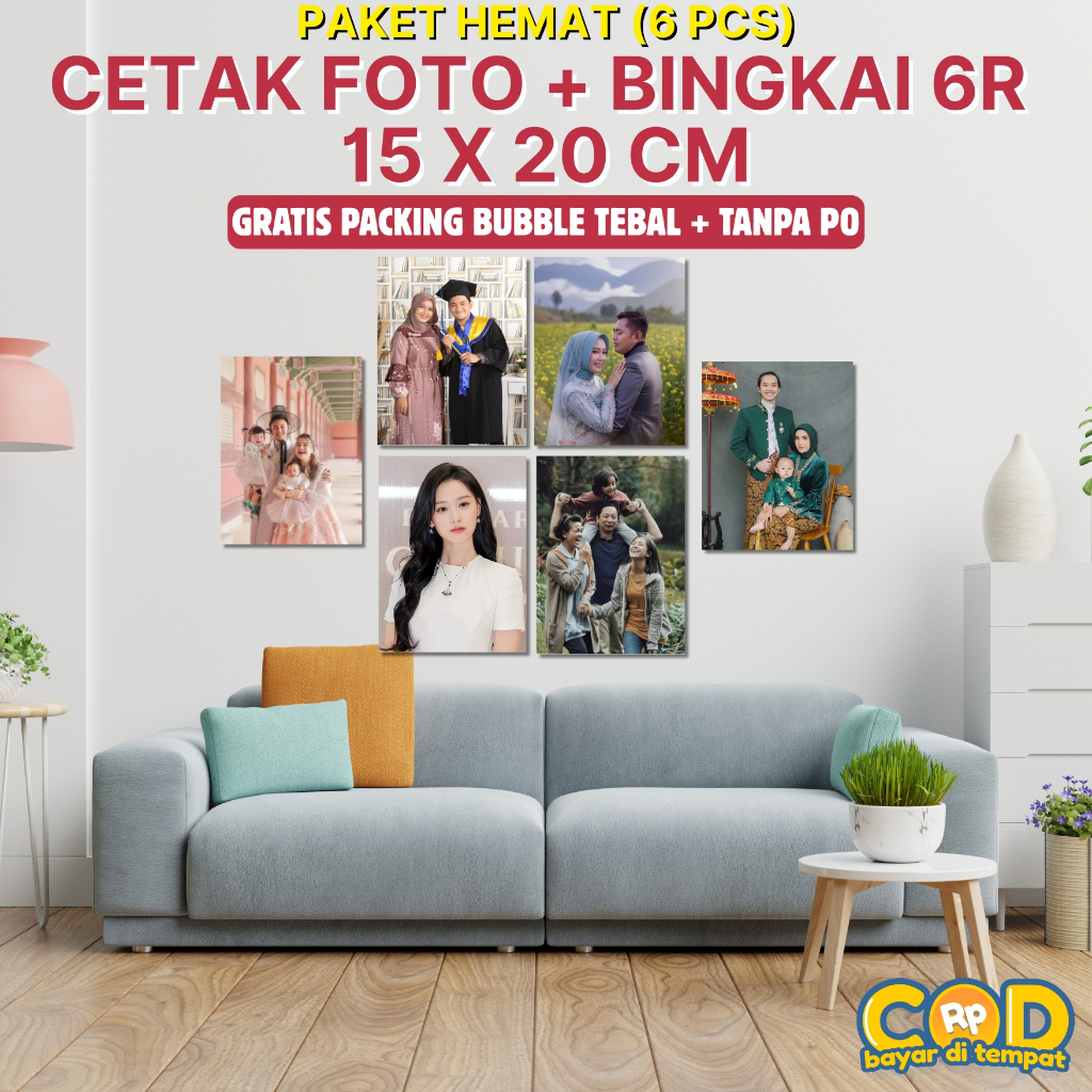 Jual Cetak Foto 6R + Bingkai MDF (6 PCS) Custom Tanpa PO Anti Air ...
