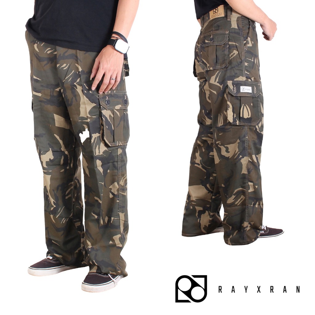 Jual RAYXRAN Celana Cargo Camo Loreng Cokelat Long Pants - Model ...